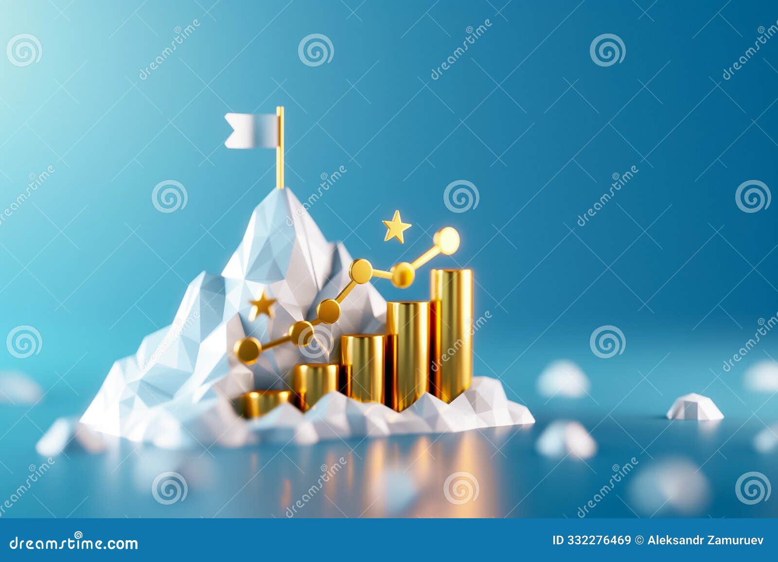 This Visual Represents a Stylized Mountain with a Golden Growth Chart ...