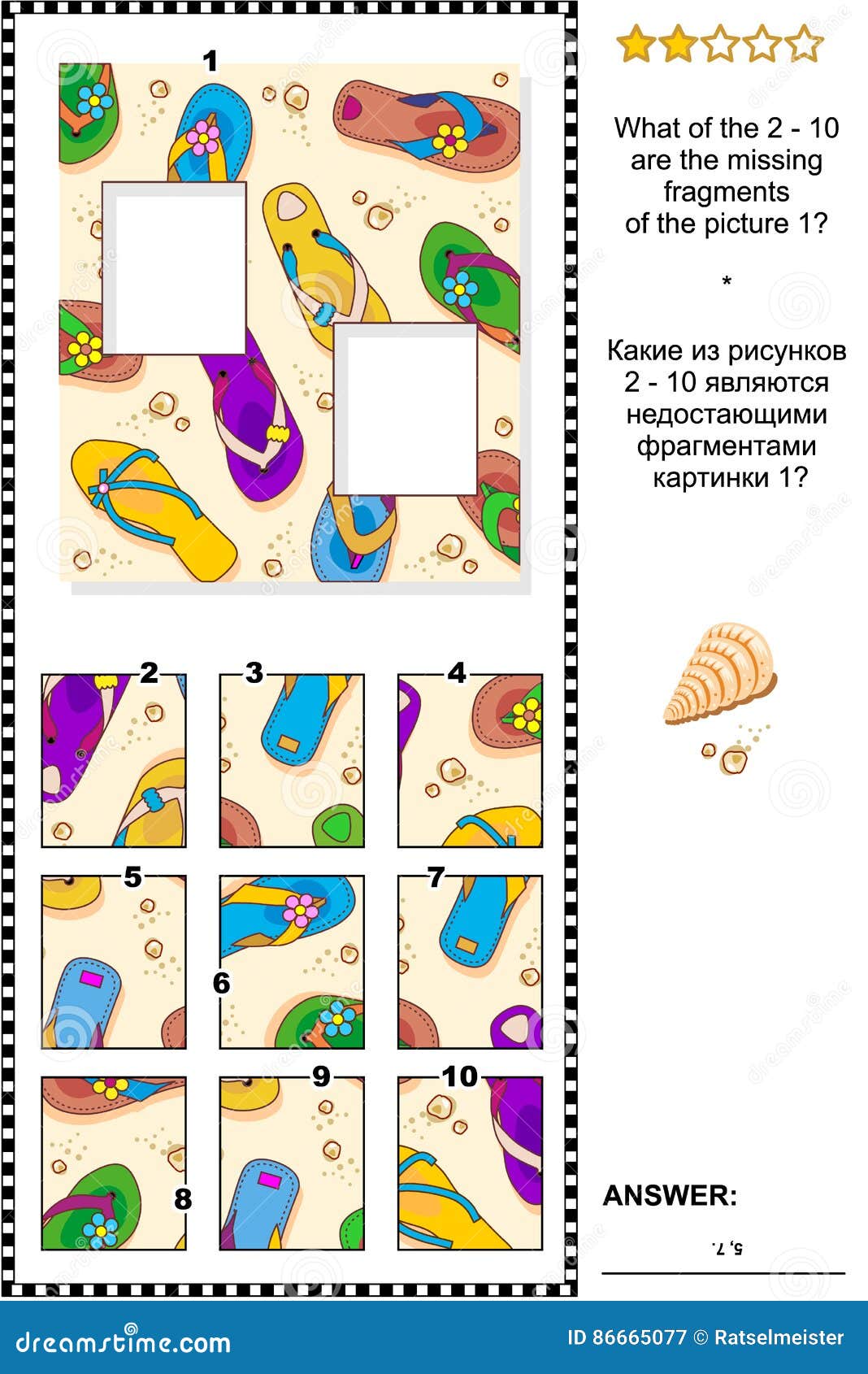 Visual Riddle With Flip-flops - What`s Missing? What Does Not Belong ...