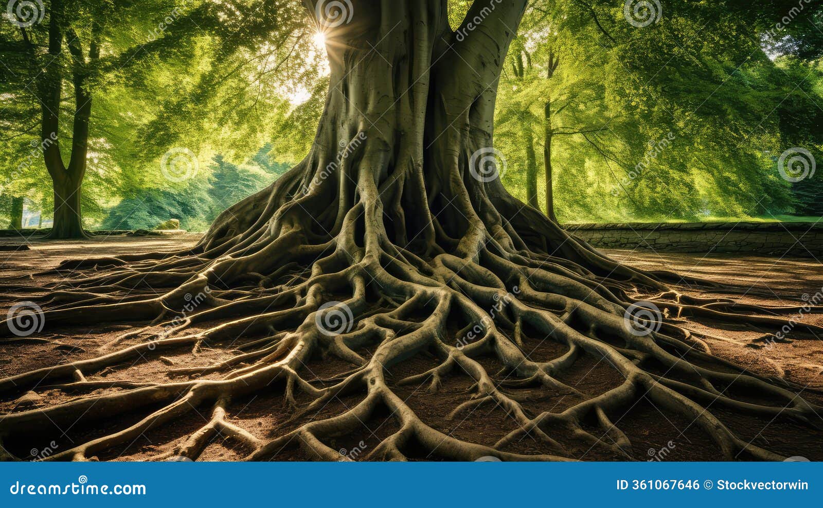 Visual roots tree trunk stock photo. Image of growth - 361067646