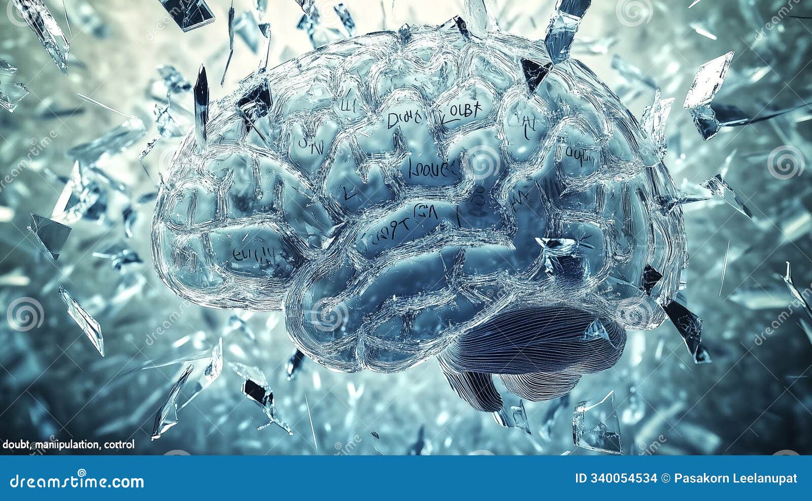 A Visual of Shattered Glass in the Shape of a Human Brain, with Stock ...