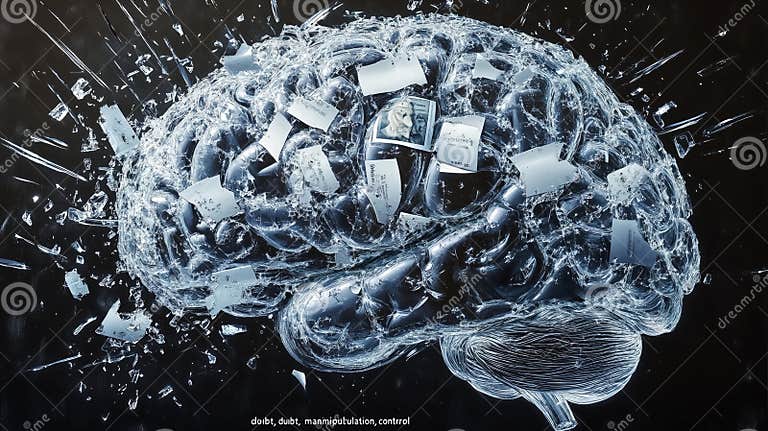 A Visual of Shattered Glass in the Shape of a Human Brain, with Stock ...