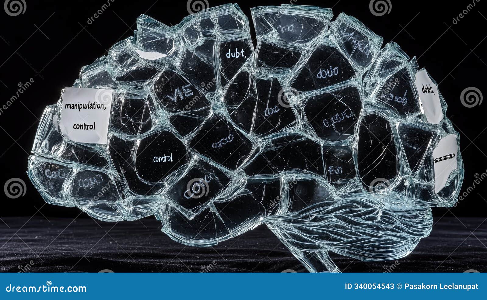 A Visual of Shattered Glass in the Shape of a Human Brain, with Stock ...
