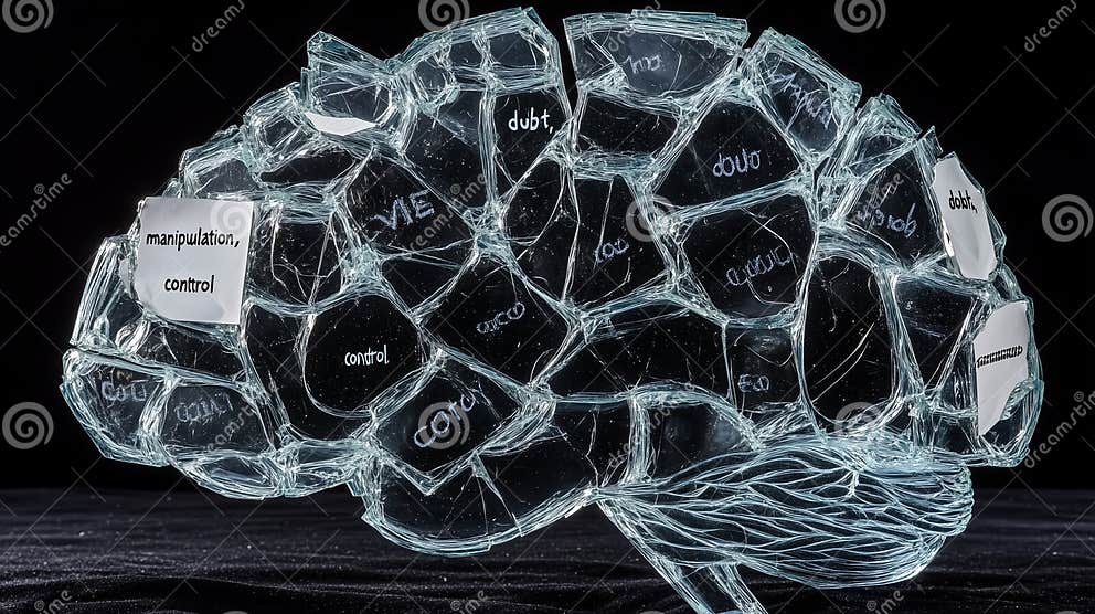 A Visual of Shattered Glass in the Shape of a Human Brain, with Stock ...