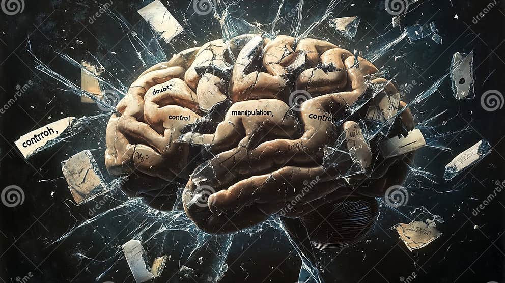 A Visual of Shattered Glass in the Shape of a Human Brain, with Stock ...