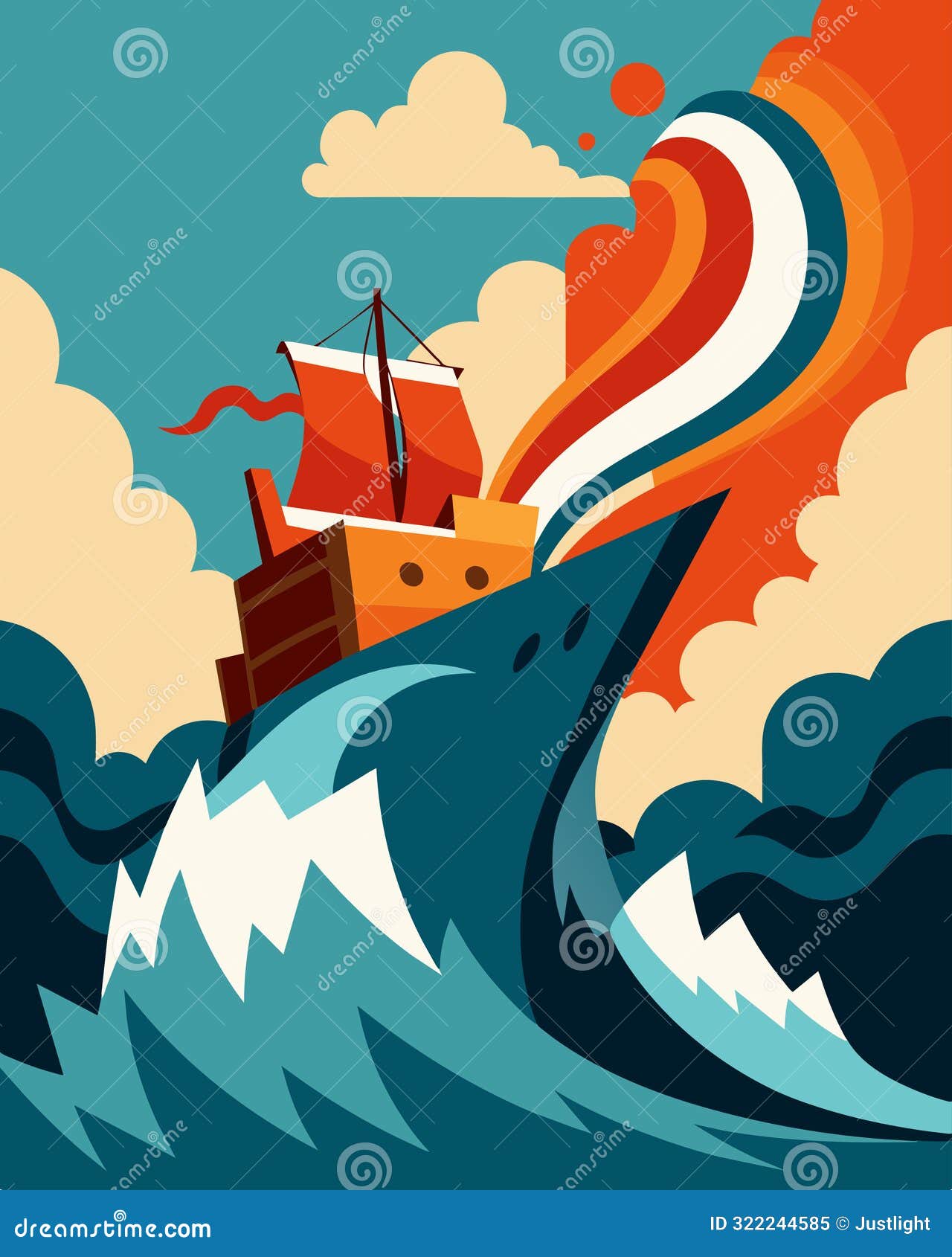 A Visual of a Ship Navigating through Rough Waters Representing the ...