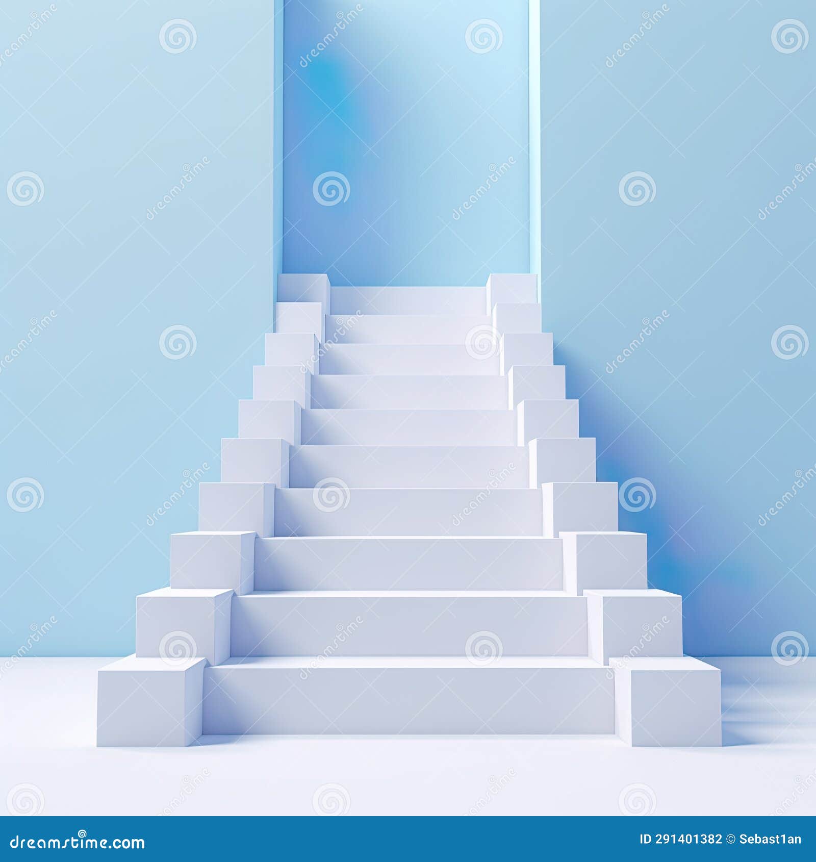 Visual Showcases a 3D Staircase Gracefully Ascending Towards a Serene ...