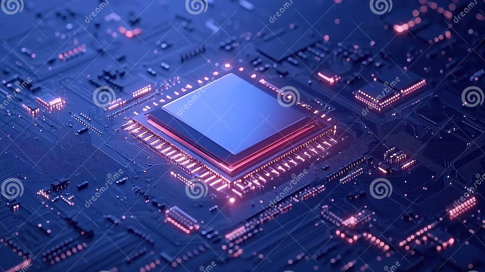This Visual Showcases a Digital AI Chip Embedded in an Abstract ...