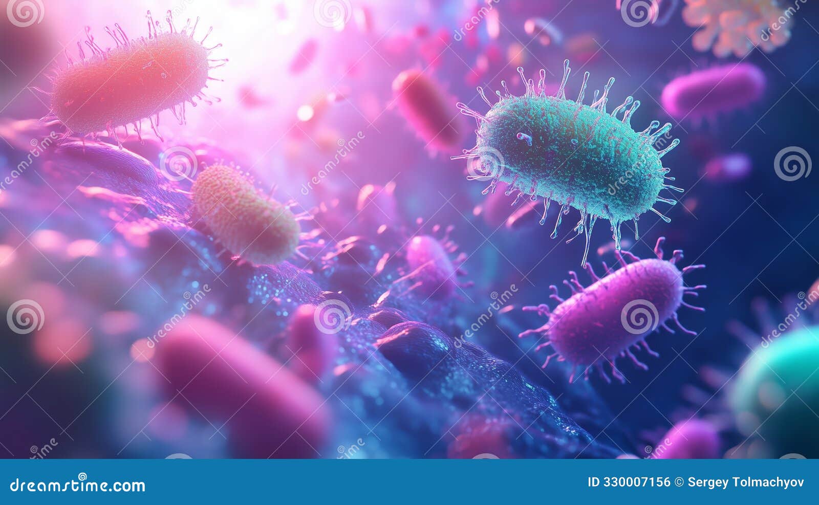 Colorful Bacteria and Microorganisms in a Vibrant Microscopic ...