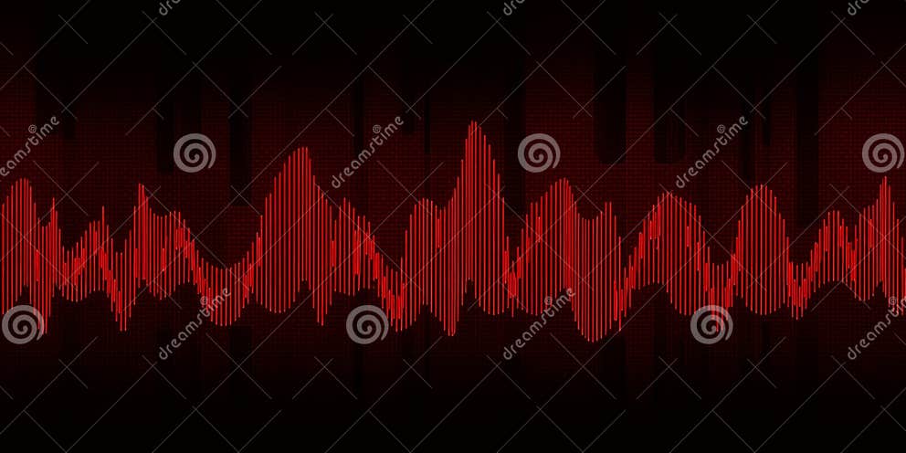 Sound Wave Patterns Displayed in Vibrant Red on a Dark Background Stock ...