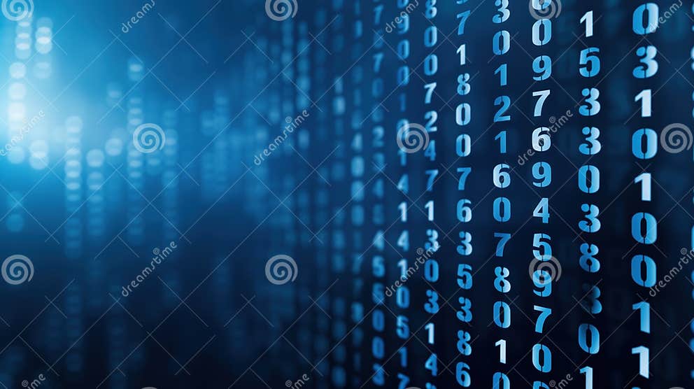 The Visual Showcases a Stream of Vibrant Binary Numbers Cascading ...