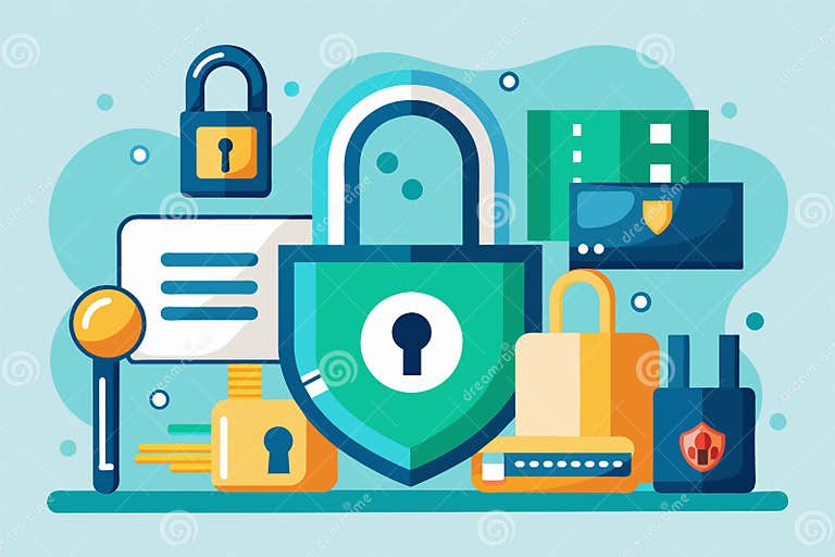 This Visual Showcases Various Padlocks and Keys Symbolizing Data ...