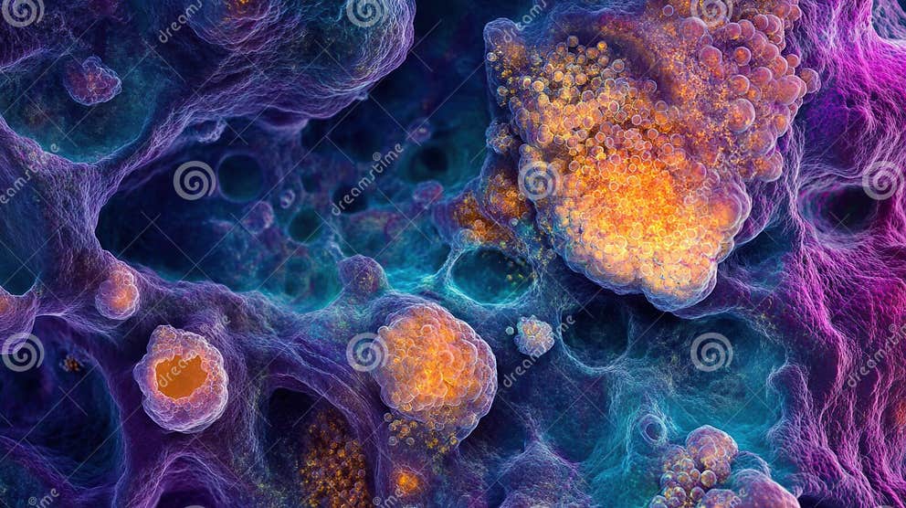 This Visual Showcases Vibrant Cells and Structures Under Microscopic ...