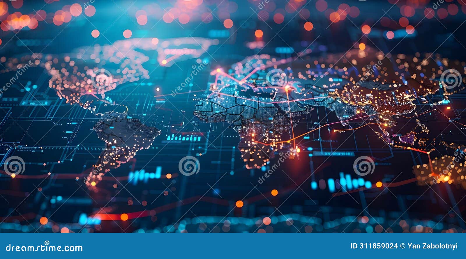 Visual Showing Interconnected World Map Highlighting Global ...