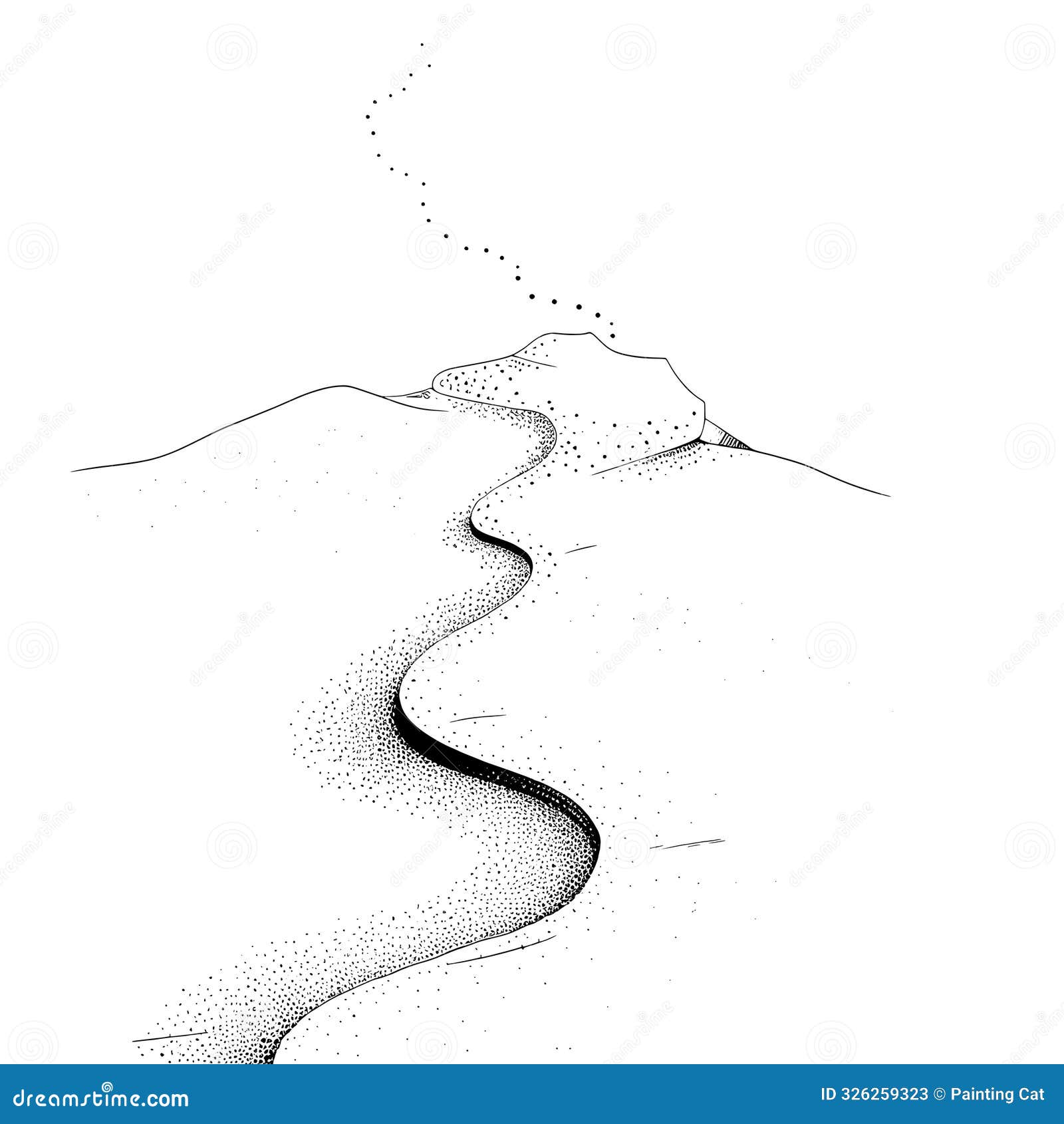 Visual Showing Simple Black Line Drawing of a Curved Path Stock Vector ...