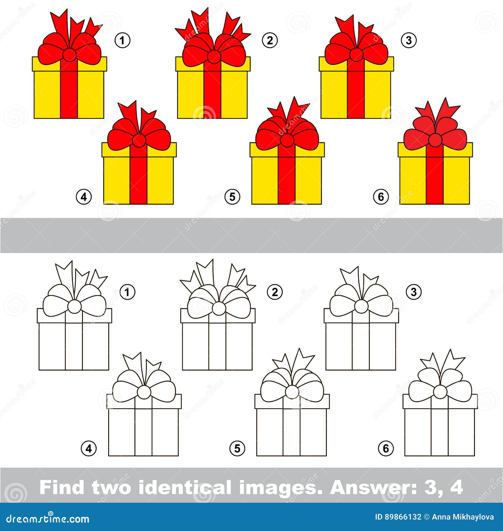 Visual Simple Game. Find Hidden Couple of Gifts Stock Vector ...