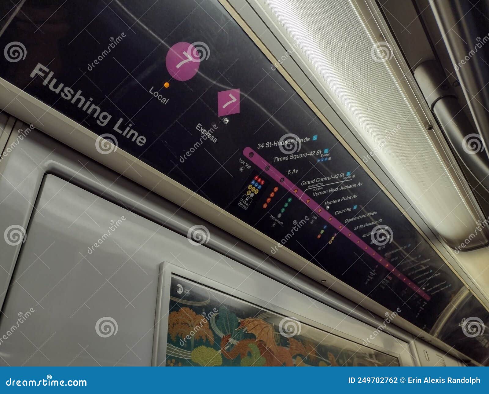 Subway Line Map, 7 Train, Flushing Line Stops, NYC, NY, USA Editorial ...