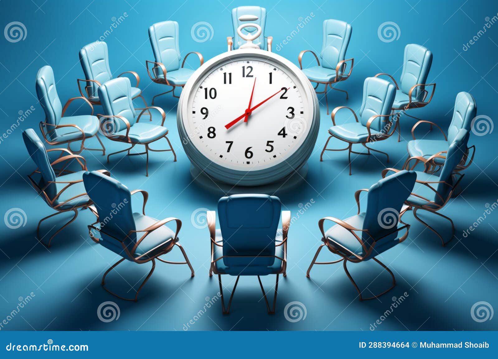 Visual Synergy Illustration Combines Chairs and Clock in a 3D Rendered ...