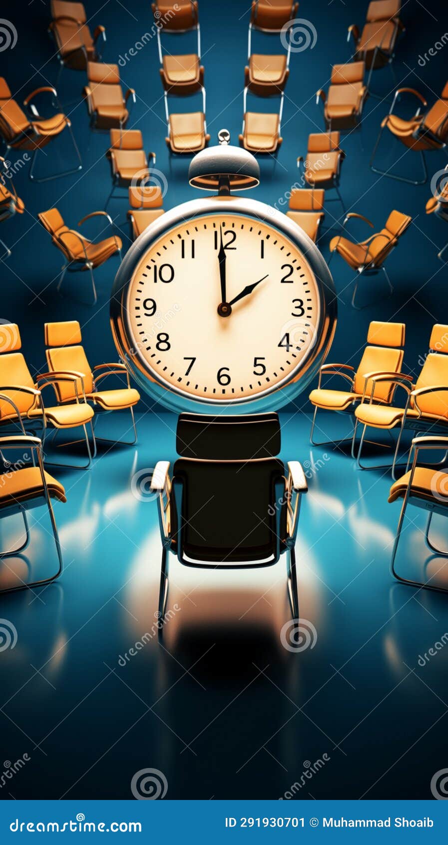 Visual Synergy Illustration Combines Chairs and Clock in a 3D Rendered ...