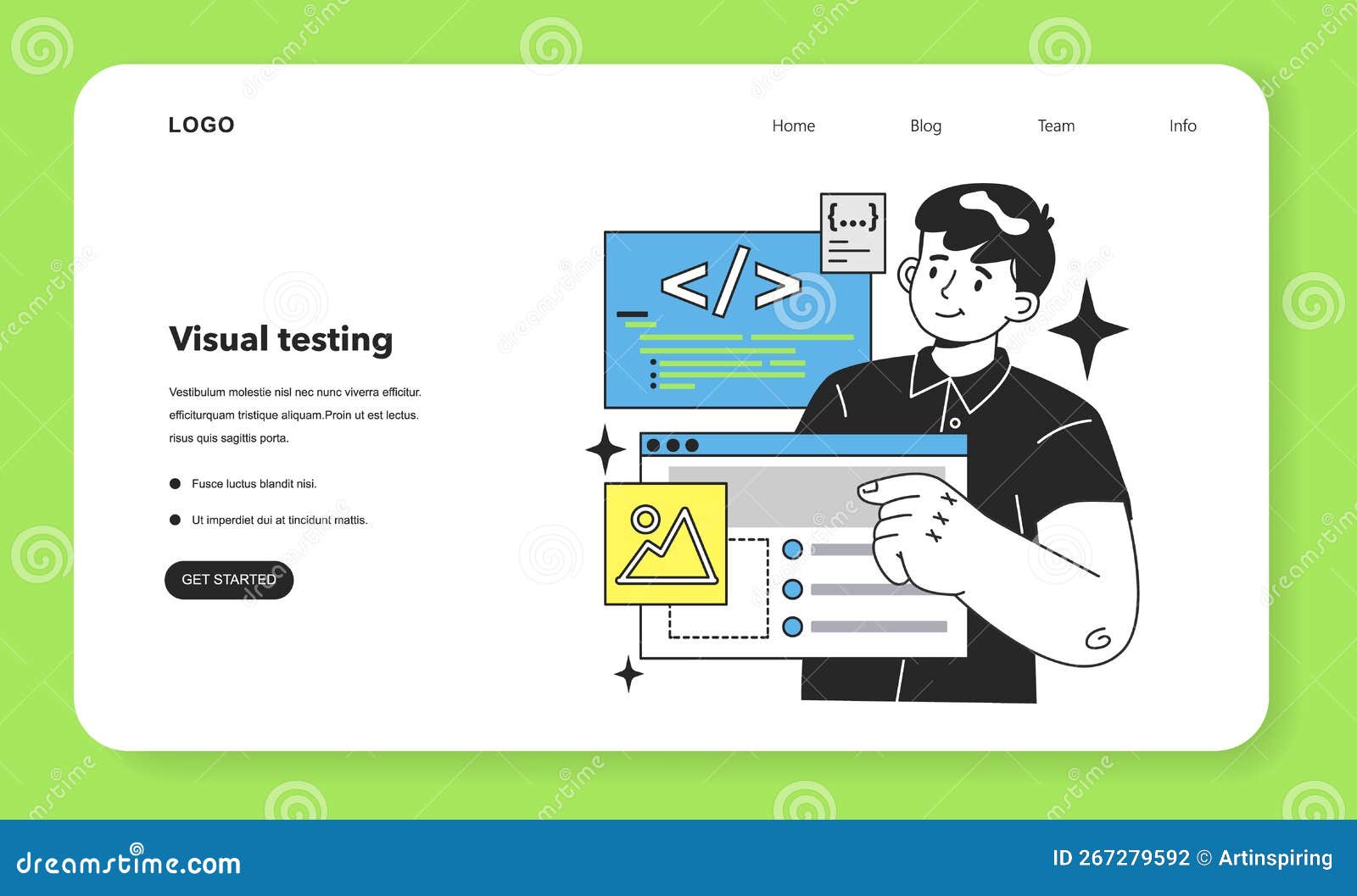 Visual Testing Web Banner or Landing Page. Software Testing Methodology ...