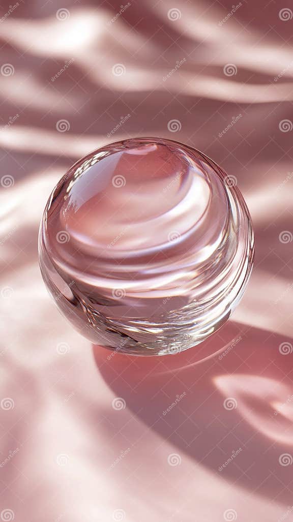 Visual of a Translucent Sphere Resting on a Serene Pink Surface Stock ...