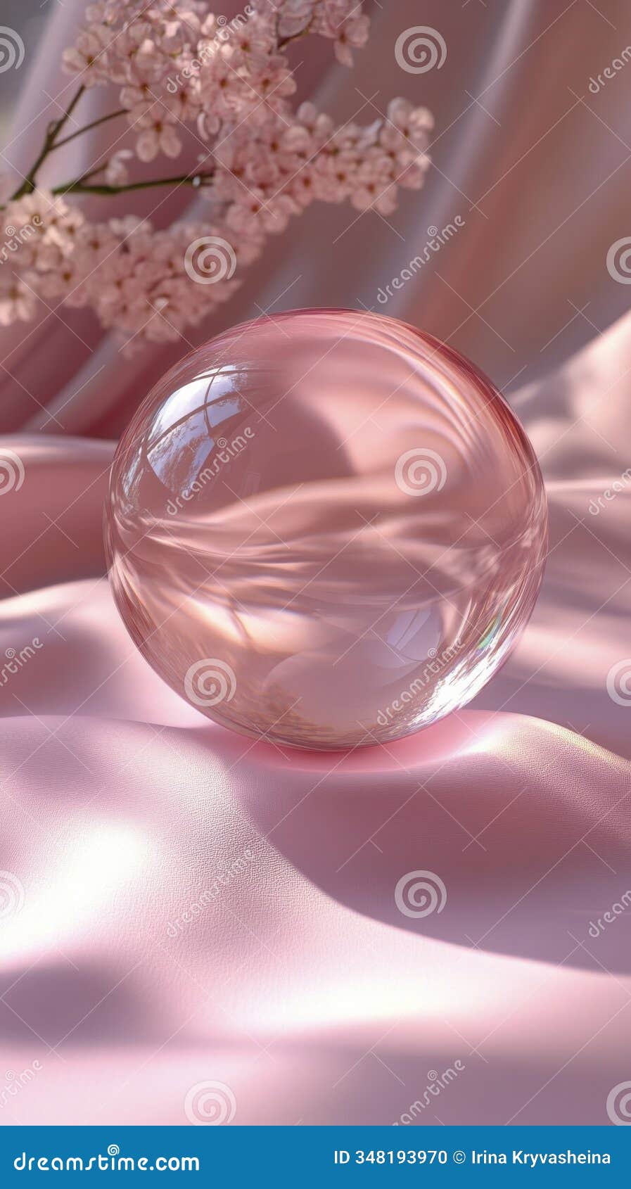 Visual of a Translucent Sphere Resting on a Serene Pink Surface Stock ...