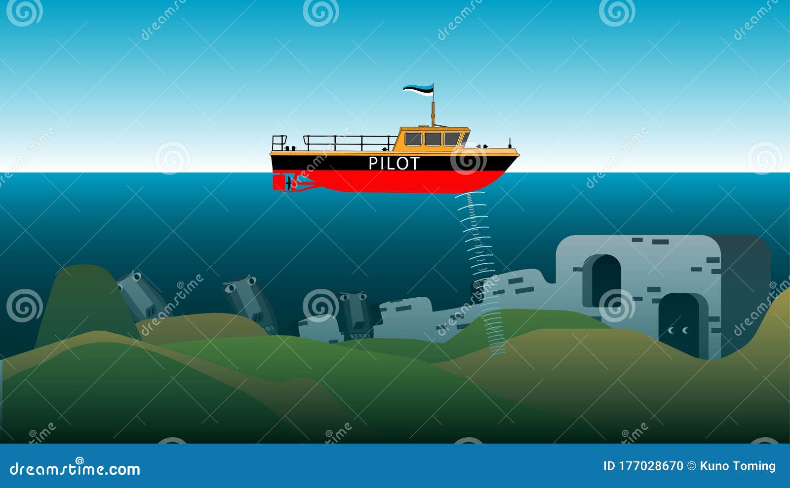 Visual Vector Illustration Demonstrates The Concept Of Sonar - A Device ...
