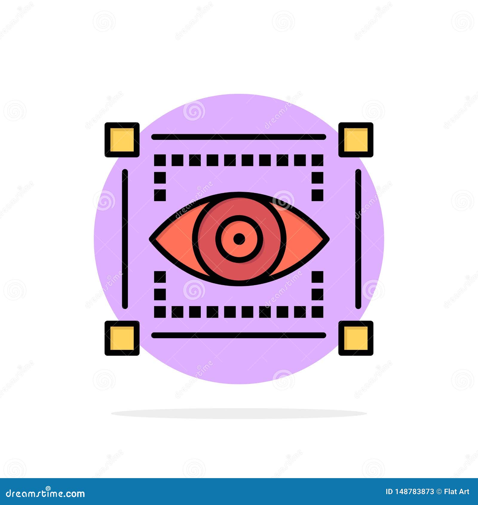 Visual, View, Sketching, Eye Abstract Circle Background Flat Color Icon ...