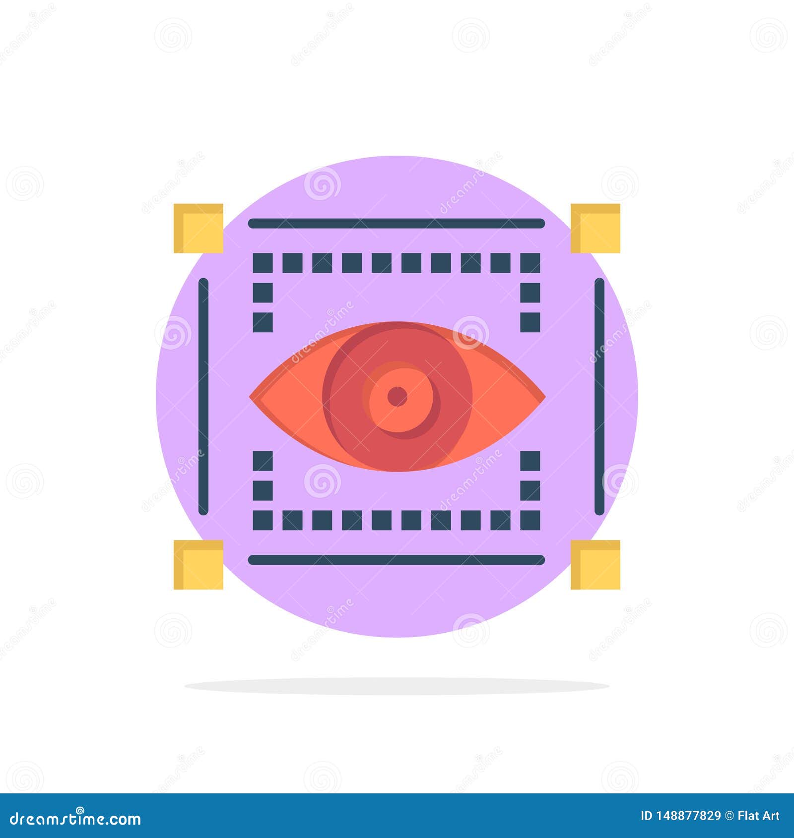 Visual, View, Sketching, Eye Abstract Circle Background Flat Color Icon ...