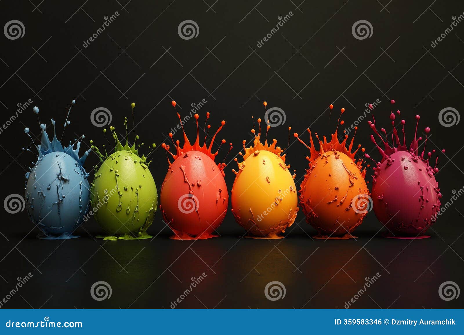 A Visual of White or Easter Eggs Set Against a Colorful Water Splash Background Stock Photo ...