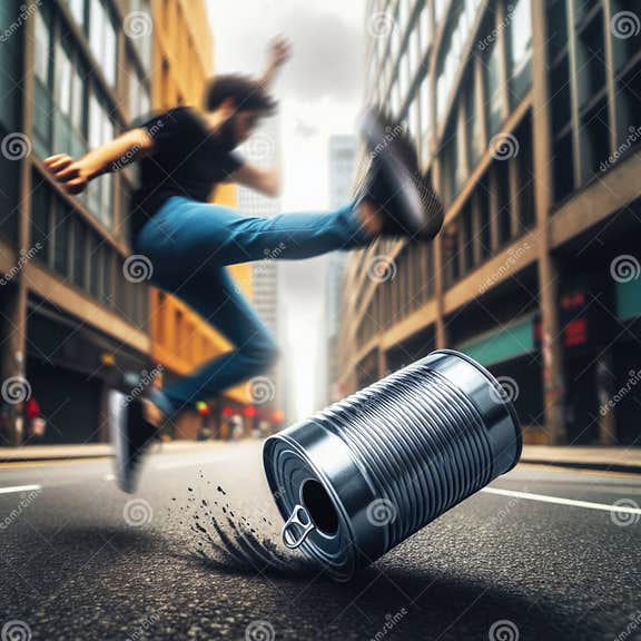 Visualisation of the Expression "Kick the Can". Stock Illustration ...