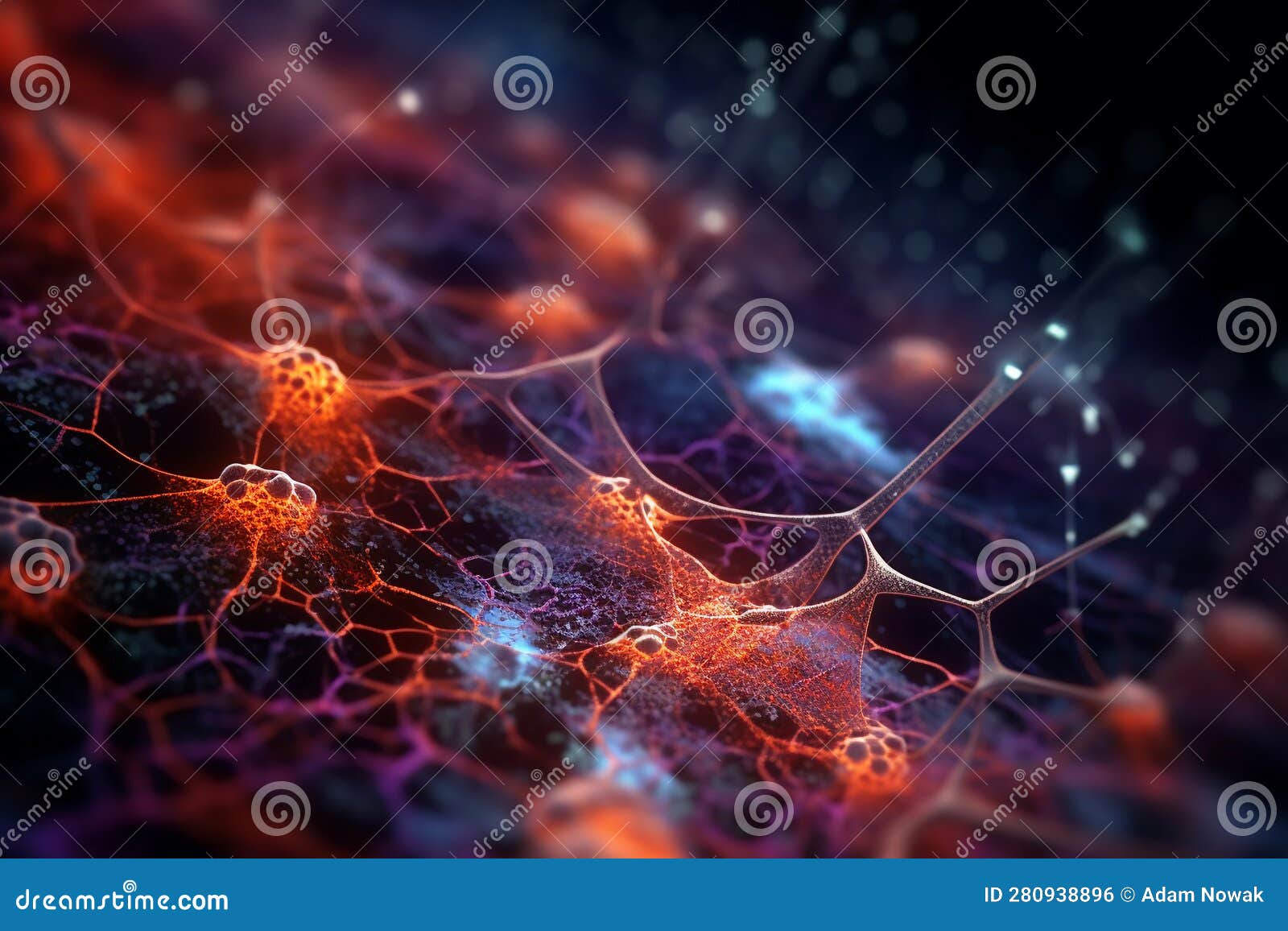 3D Illustration of Active Nerve Cells. Visualization of Neuronal ...