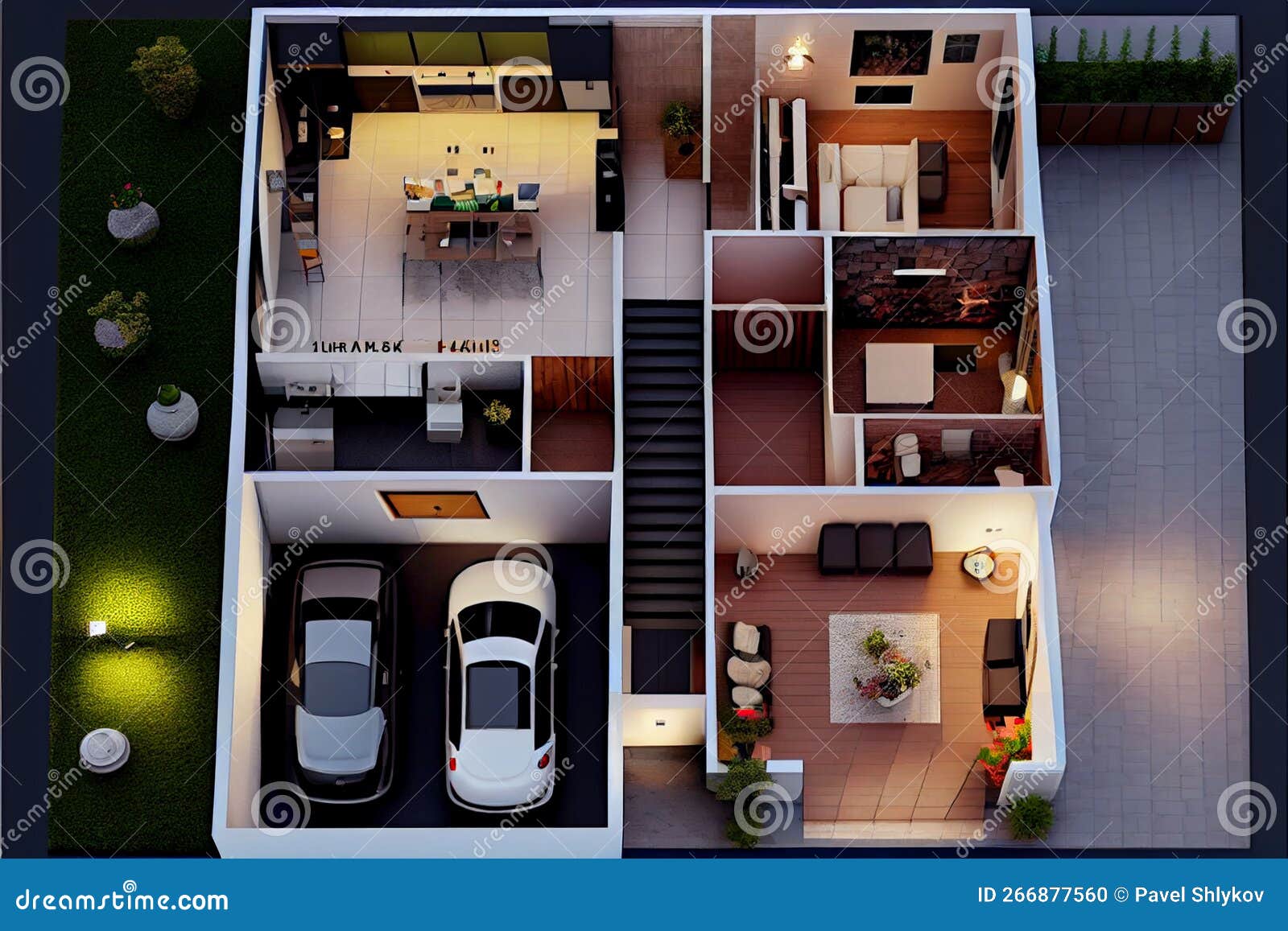Visualization of Apartment Over Architectural Plan Stock Illustration ...