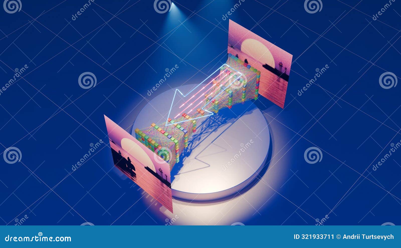 Visualization Of Autoencoder For Image Denoising From Noisy Input To Clean Output 3d Rendering