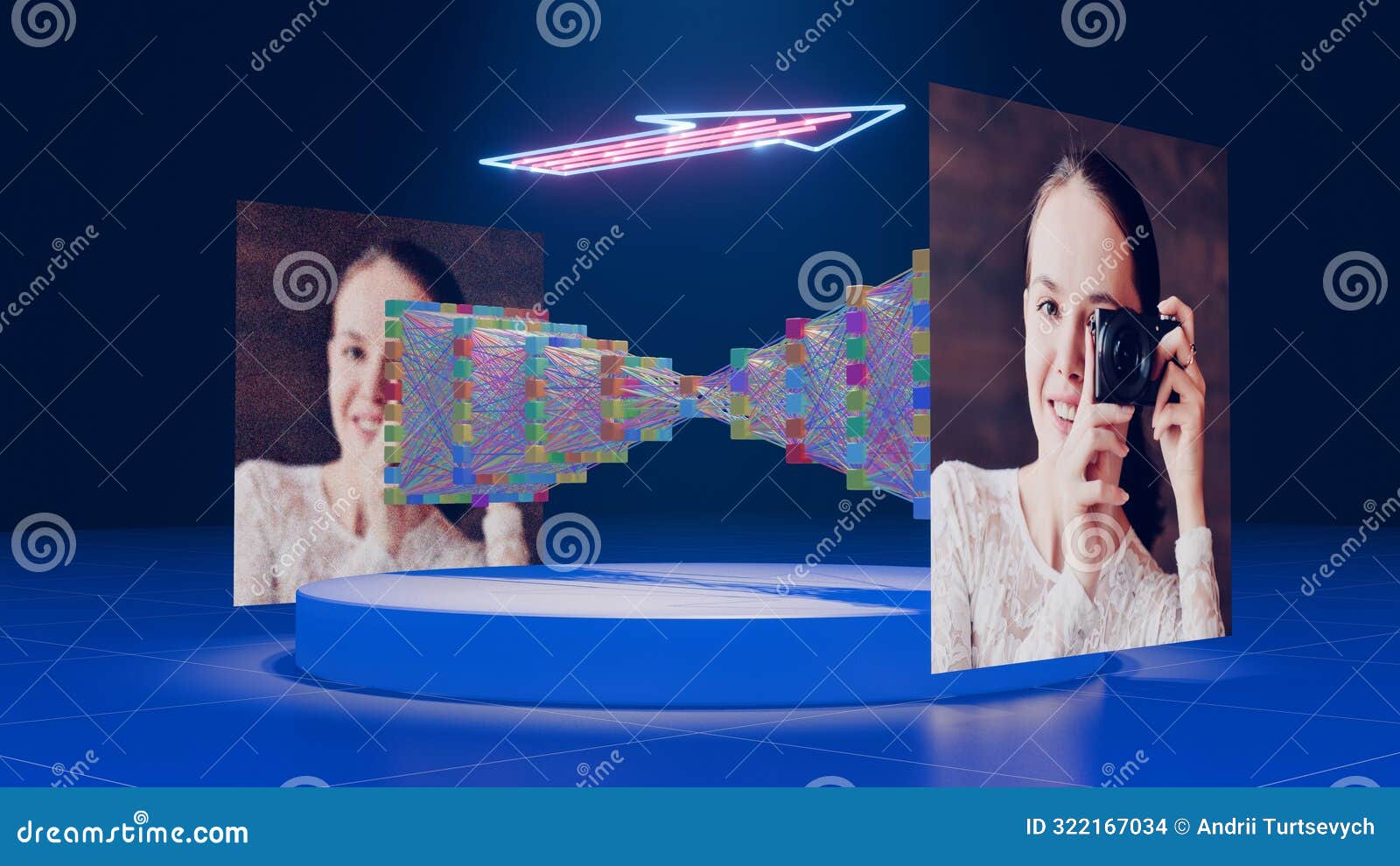 Visualization Of Autoencoder For Image Denoising From Noisy Input To Clean Output 3d Rendering