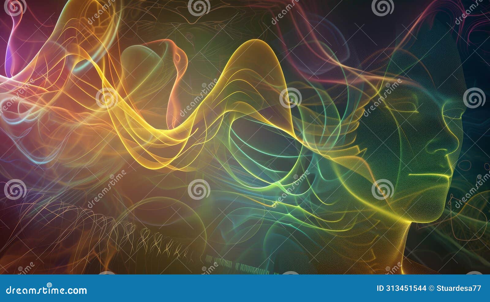Abstract Human Profile with Light Waves Stock Photo - Image of dynamic ...
