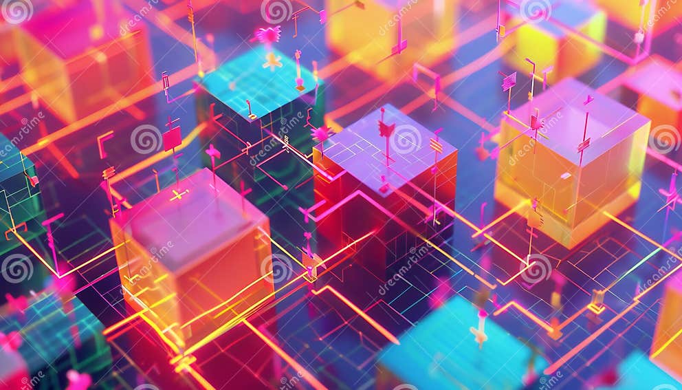 A Visualization of Blockchain Technology Emphasizing the Flow of Data Across Interconnected ...