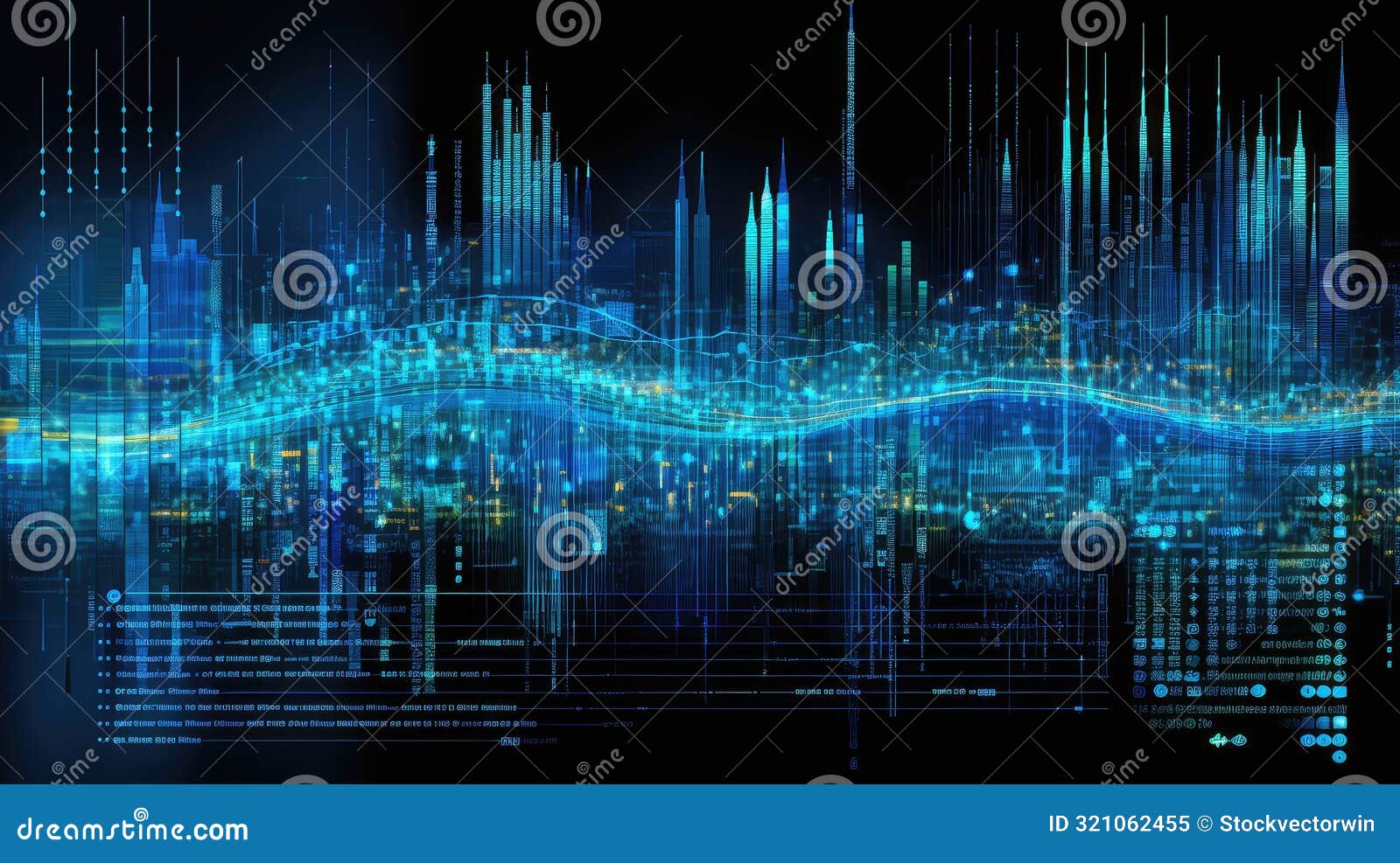Visualization blue data stock illustration. Illustration of metrics ...