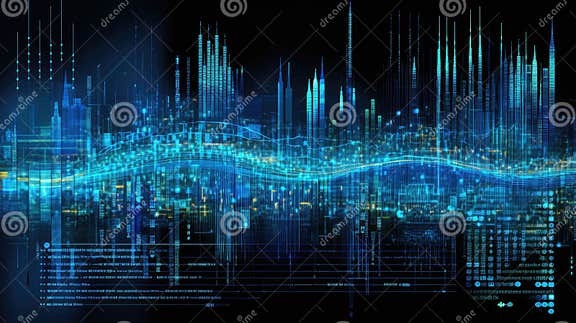 Visualization blue data stock illustration. Illustration of metrics ...