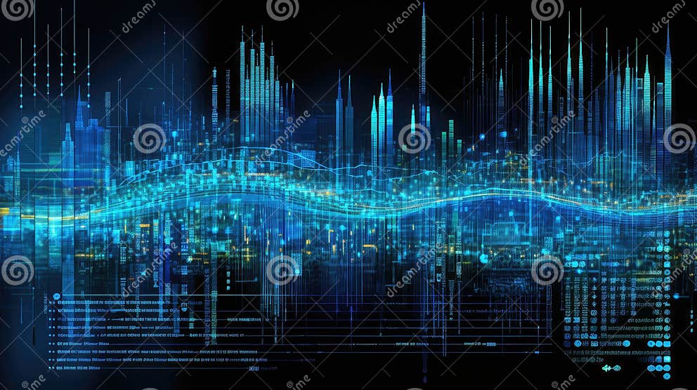 Visualization blue data stock illustration. Illustration of metrics ...