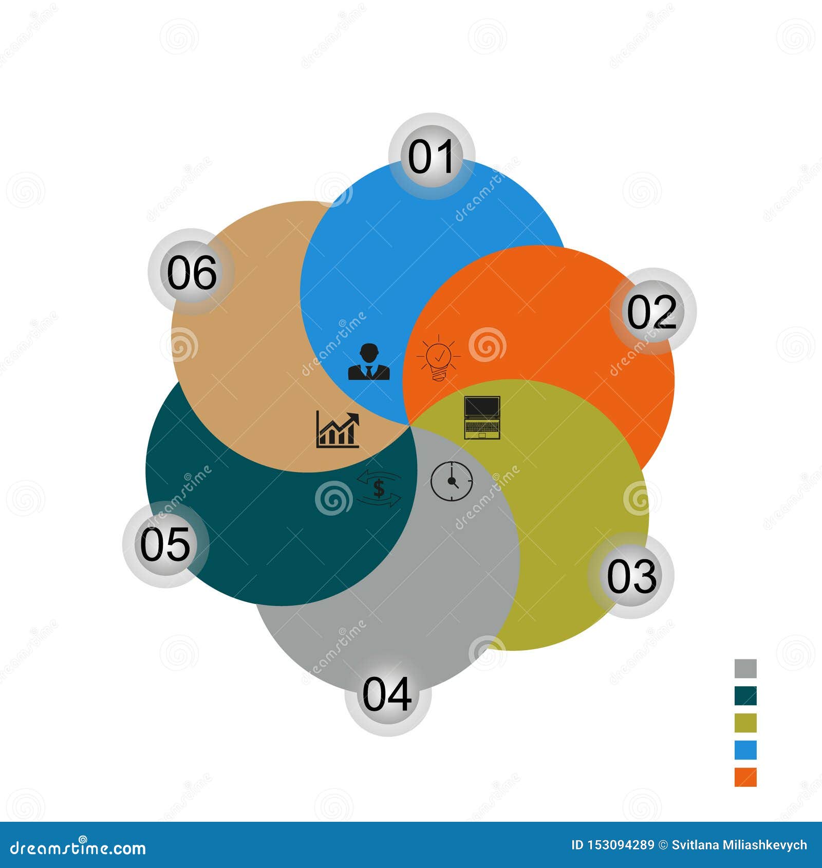 Infographics Flower with Icons Text in Six Steps Stock Illustration ...