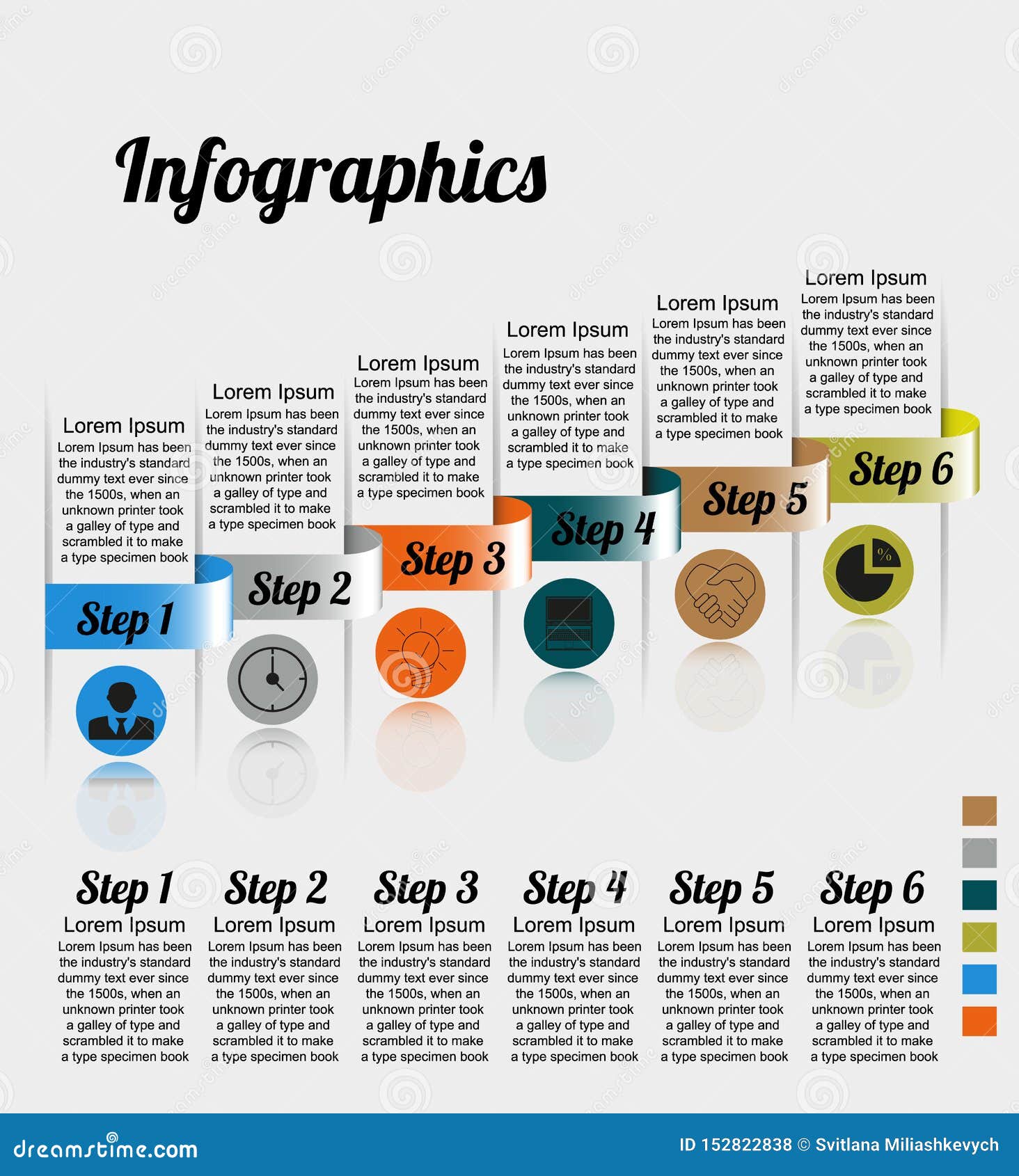 Infographics on Six Steps with the Text Below Stock Illustration ...