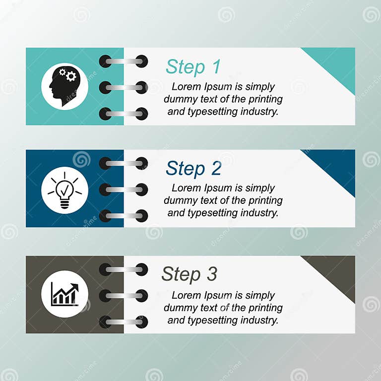 Infographics is Stacked in Three Steps Stock Illustration ...