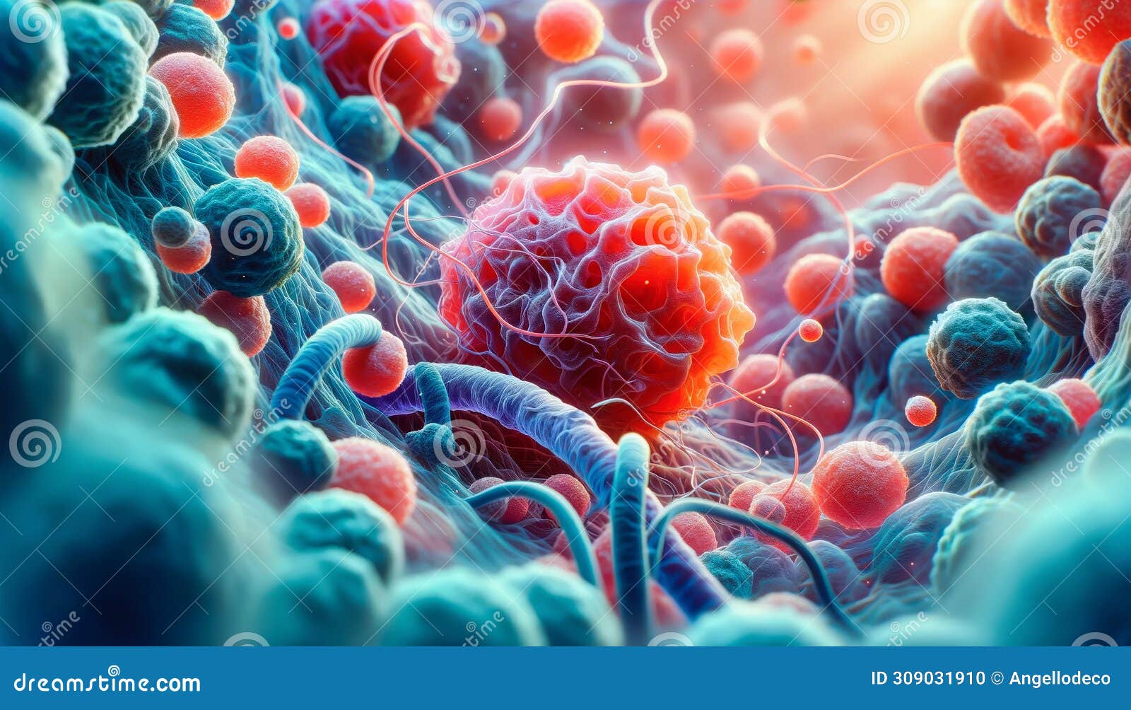 Visualization of Cancer Cells and Healthy Tissue Stock Illustration ...