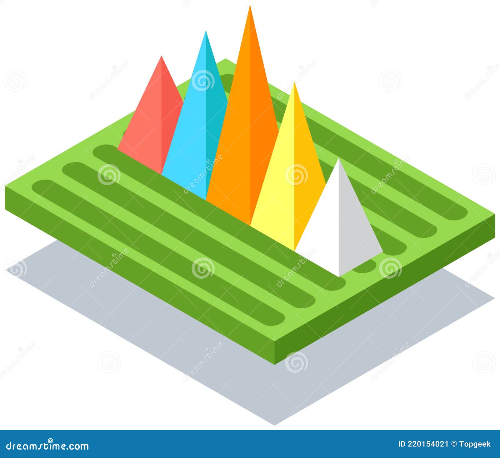 Visualization of Chart with Pyramids of Different Sizes Flat Style ...