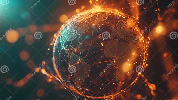 Visualization of a Connected Globe Showcasing Digital Networks and Data ...
