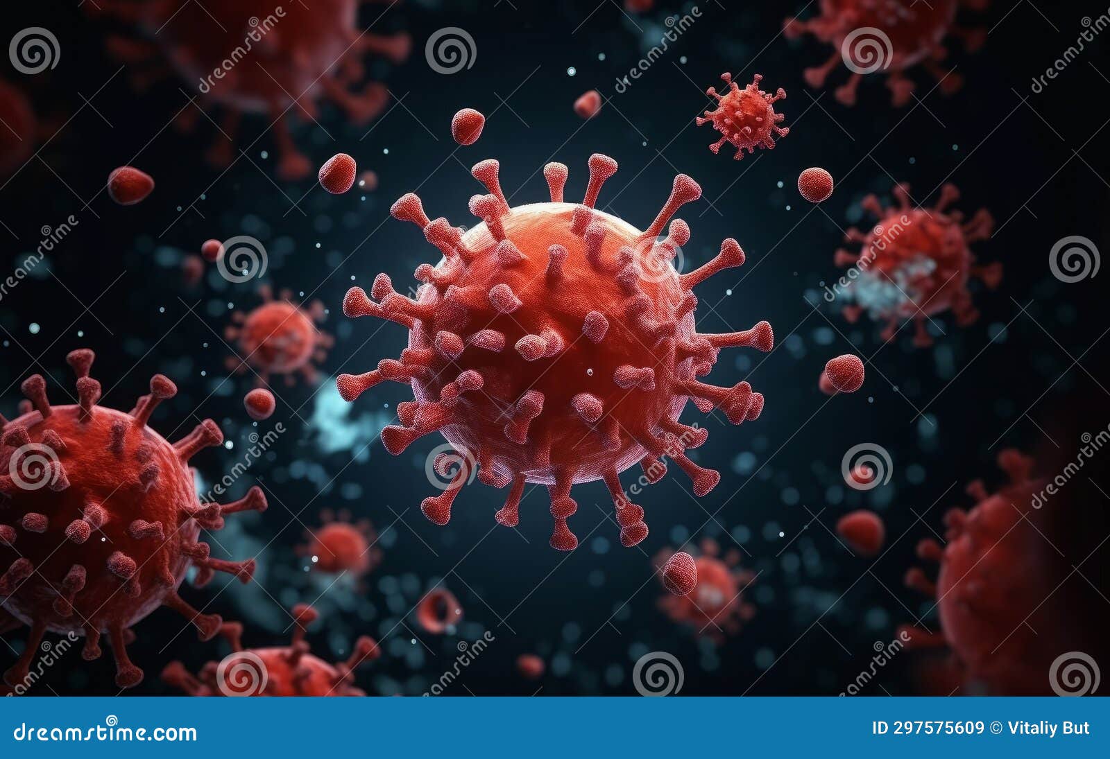 Red Virus or Bacteria Macro in the Body of Person Infected with ...