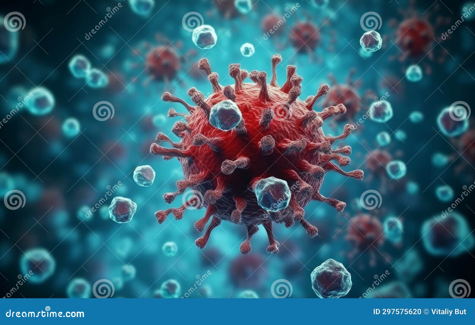 Red Virus or Bacteria Macro in the Body of Person Infected with ...