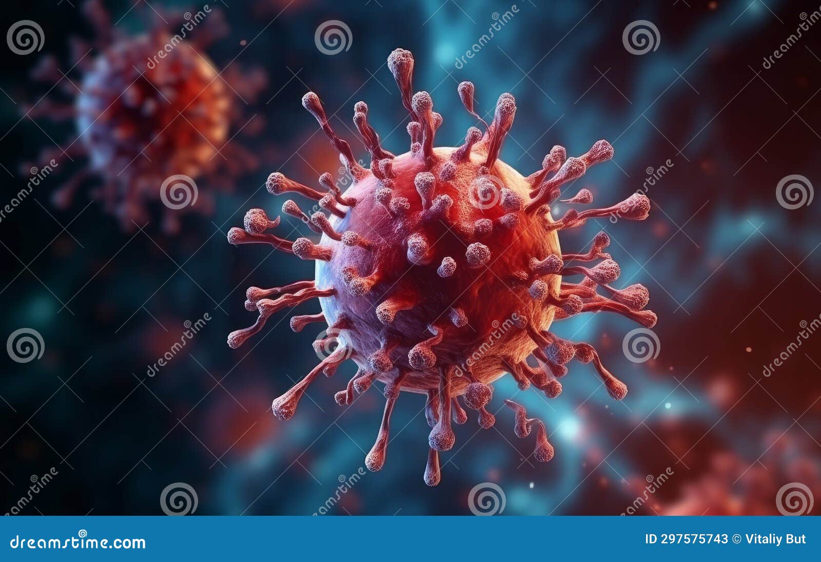 Red Virus or Bacteria Macro in the Body of Person Infected with ...