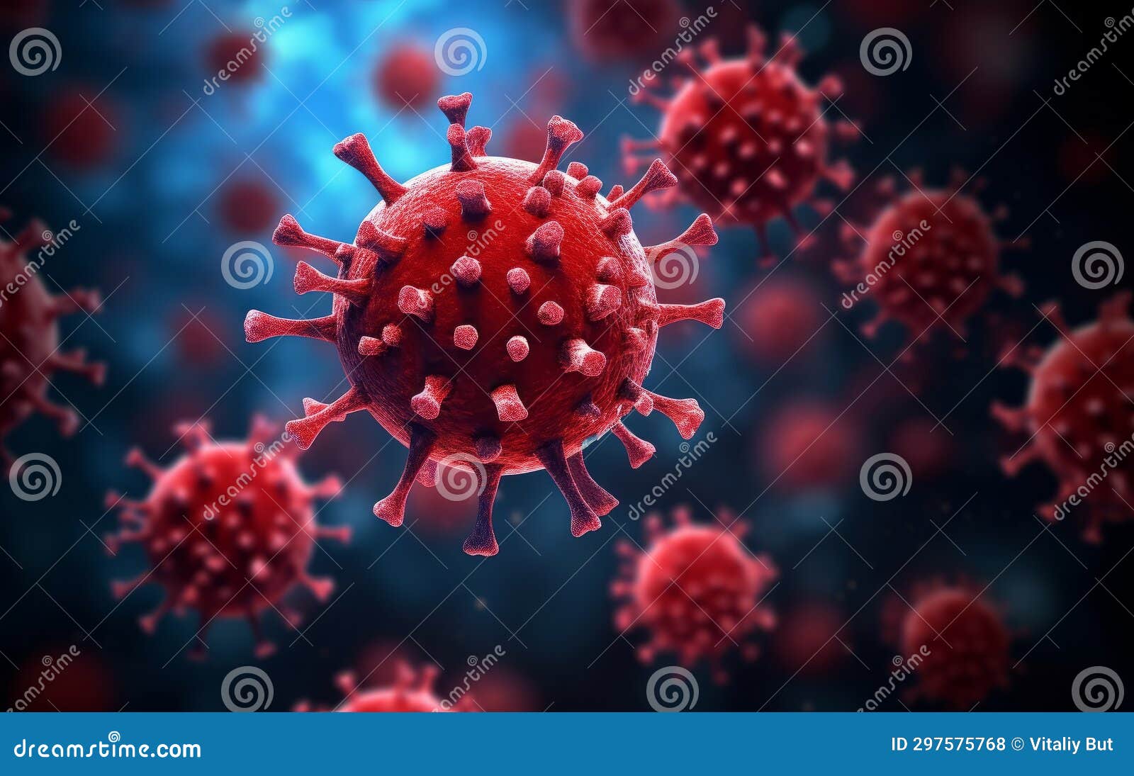 Red Virus or Bacteria Macro in the Body of Person Infected with ...