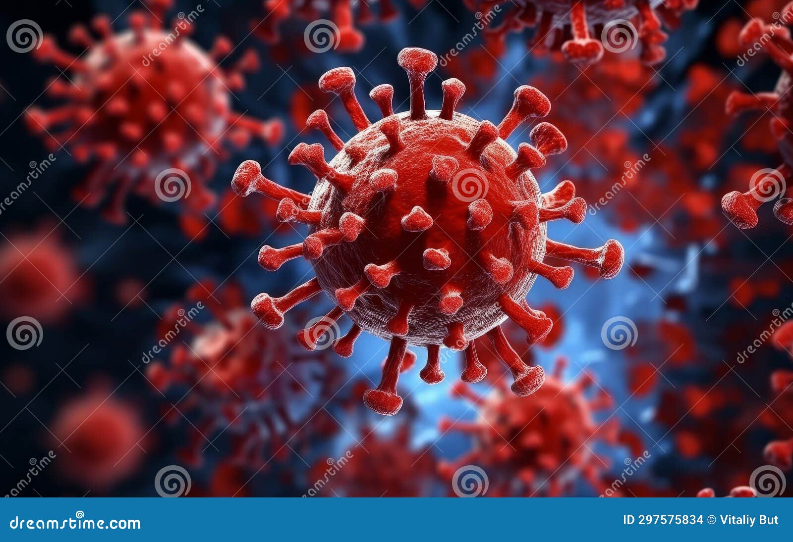 Red Virus or Bacteria Macro in the Body of Person Infected with ...